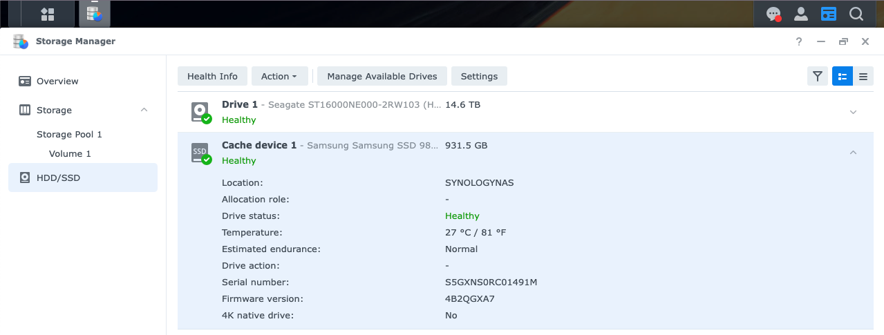 Use NVME SSD as storage volume instead of cache in DS920+